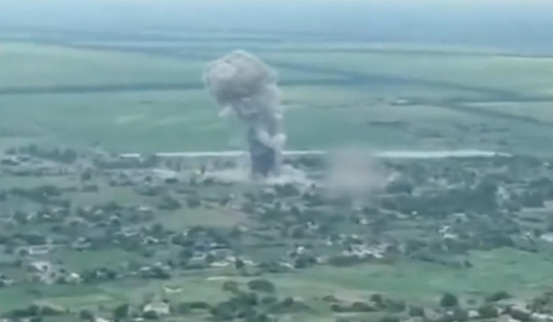 Drone footage shows Russian troop position wiped out in explosion