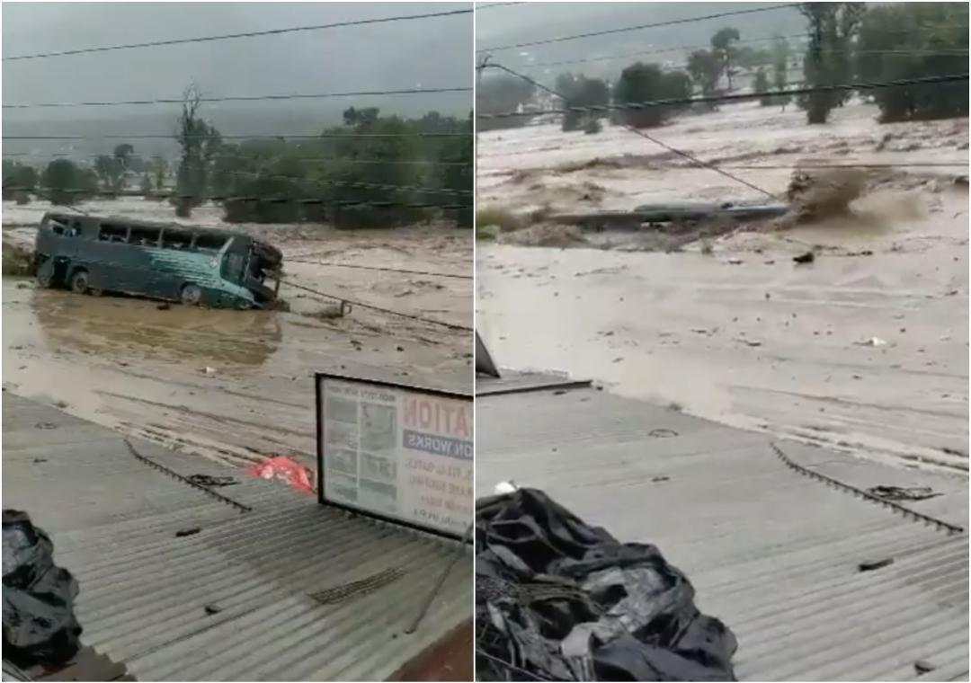 Bus swept away within seconds by flood water in Manali, video surfaces