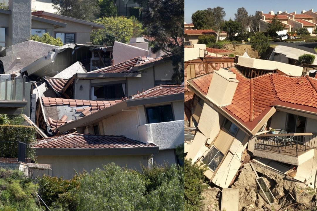 Video shows several homes destroyed by landslide in California
