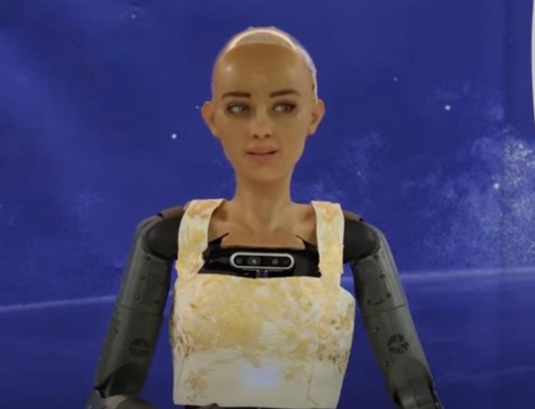 Won't rebel against humans: Humanoid robots at press conference