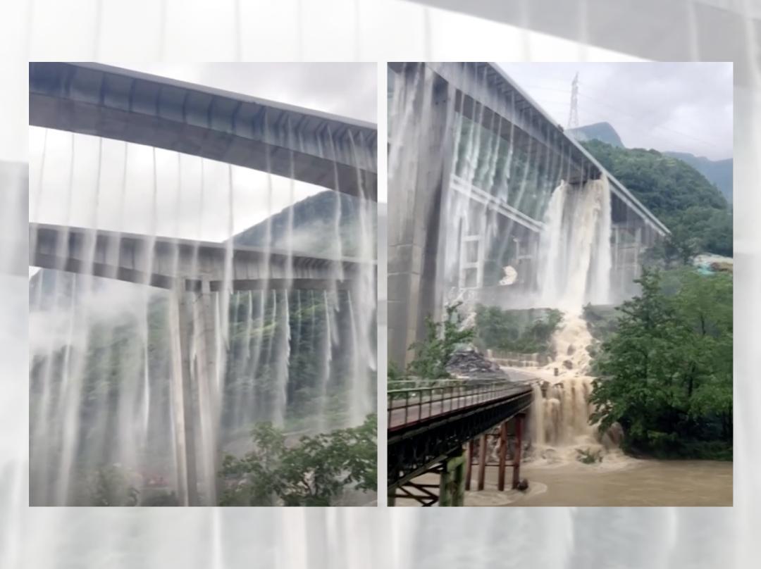 Video shows bridges overflowing with water after unusually heavy rains ...
