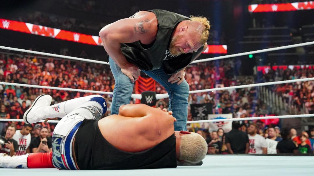 WWE video shows Brock Lesnar attacking Rhodes with a chair on RAW