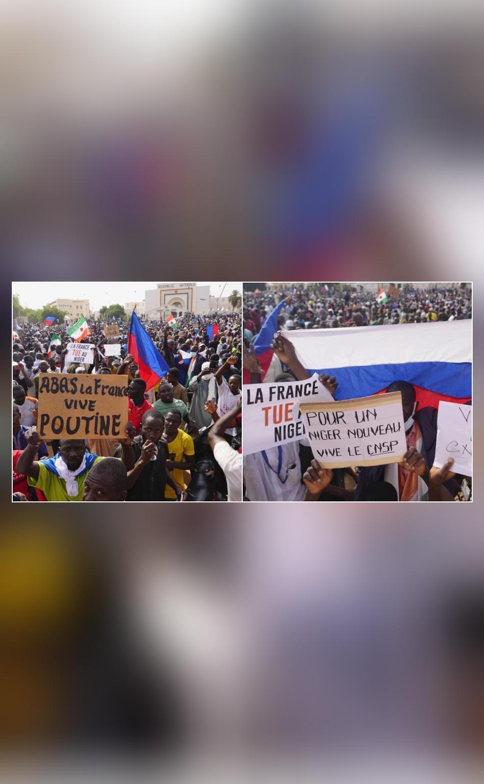 Niger coup supporters wave Russia flags, denounce France; pics out