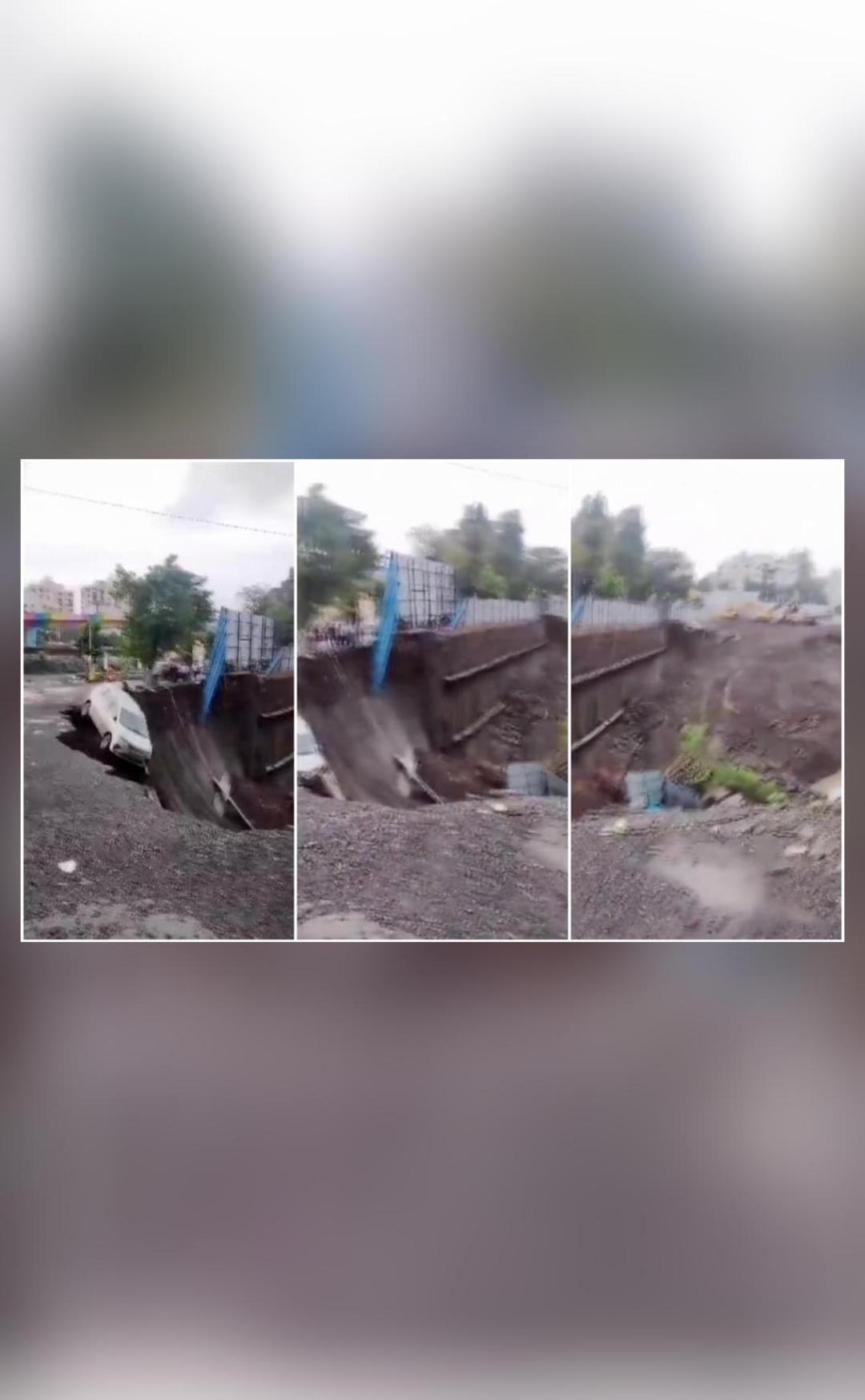 Video shows car falling into crater in Mumbai as road caves in