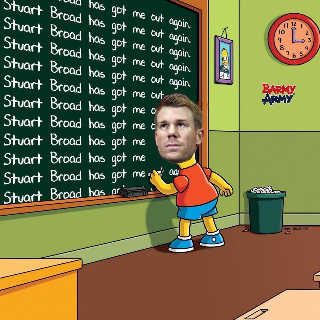 Stuart Broad's father Chris Broad mocks David Warner with 'chalkboard' meme