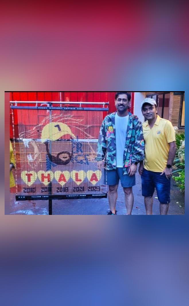 MS Dhoni receives 'Thala' artwork from a fan on 42nd birthday, pic goes ...