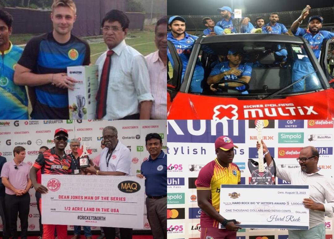 What have been some unique prizes awarded to cricketers?