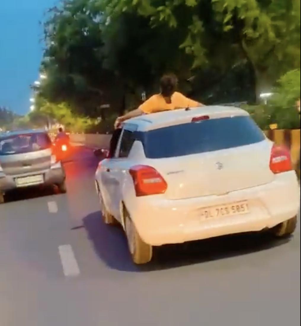 Man performs stunt on car roof in Noida, owner fined ₹26,000
