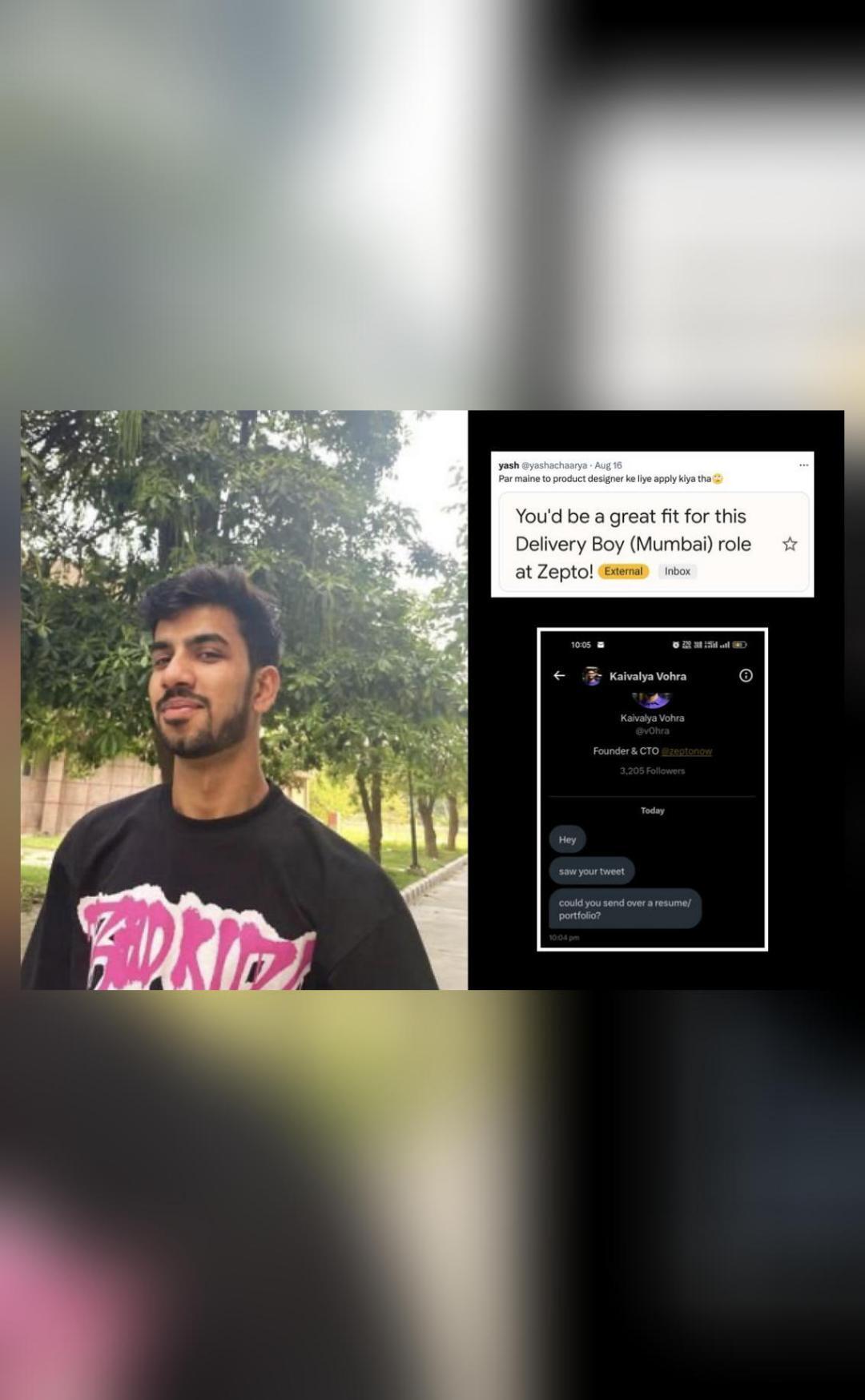 Student's tweet on Zepto job application goes viral, co-Founder reaches out to him for CV ...