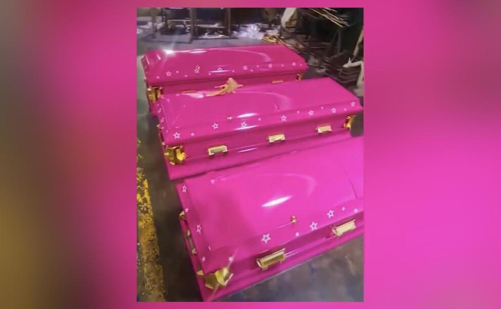 Mexican funeral home offers Barbie-themed pink coffins, video out