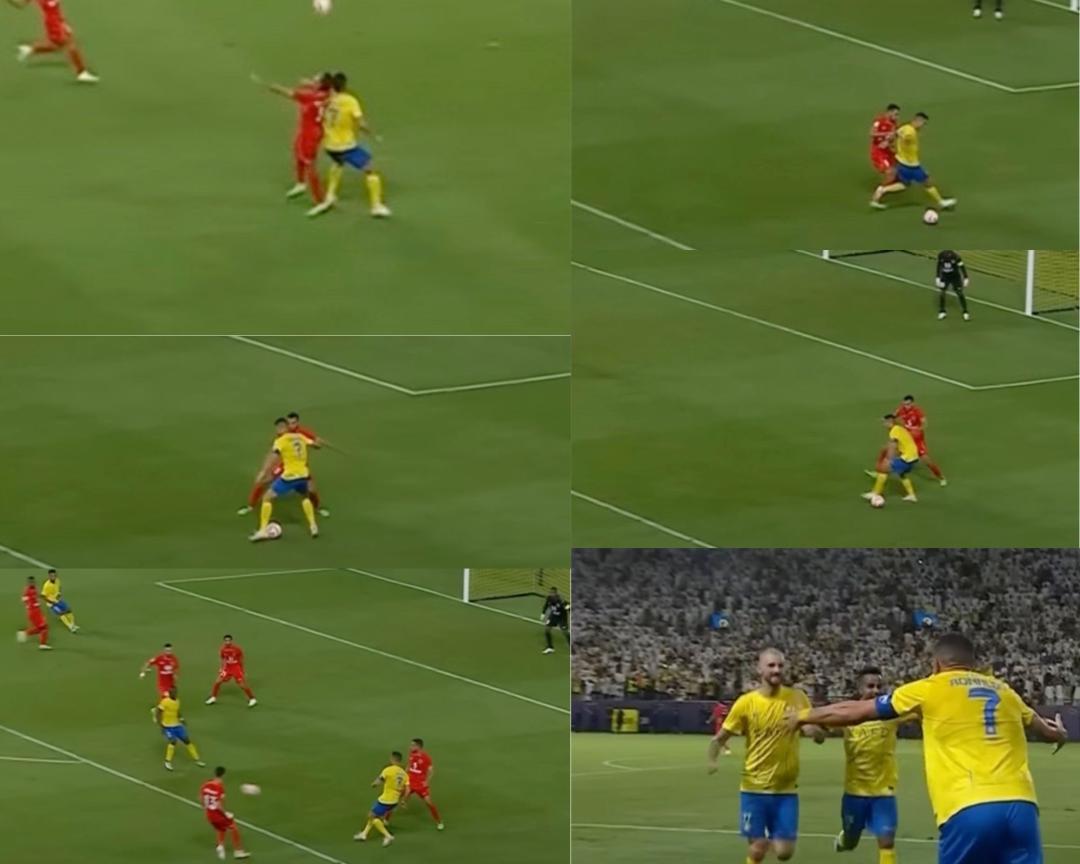 Ronaldo records assist post dribbling & beating player with feint