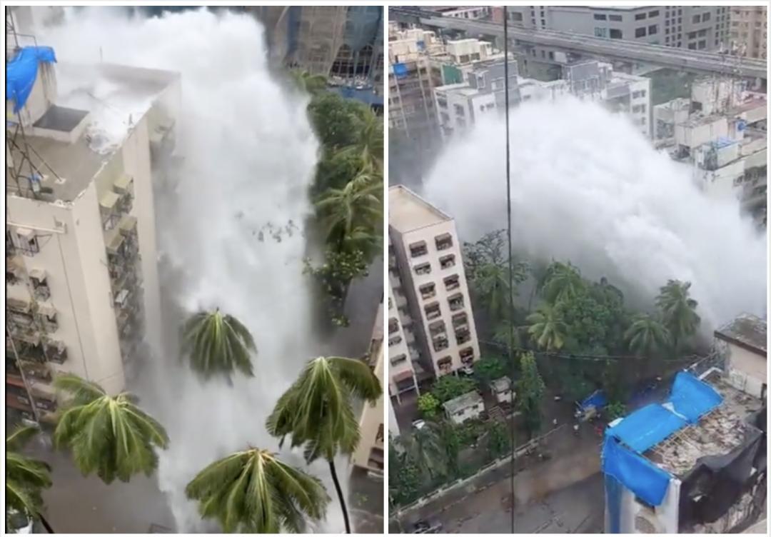 Video shows water flowing till 8-storey building after pipe burst in ...