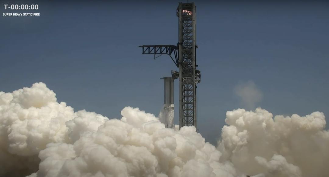 SpaceX conducts static fire test of Starship's Super Heavy Booster ...