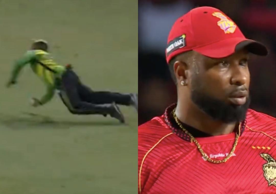 Allen takes one handed diving catch in CPL, Pollard left stunned