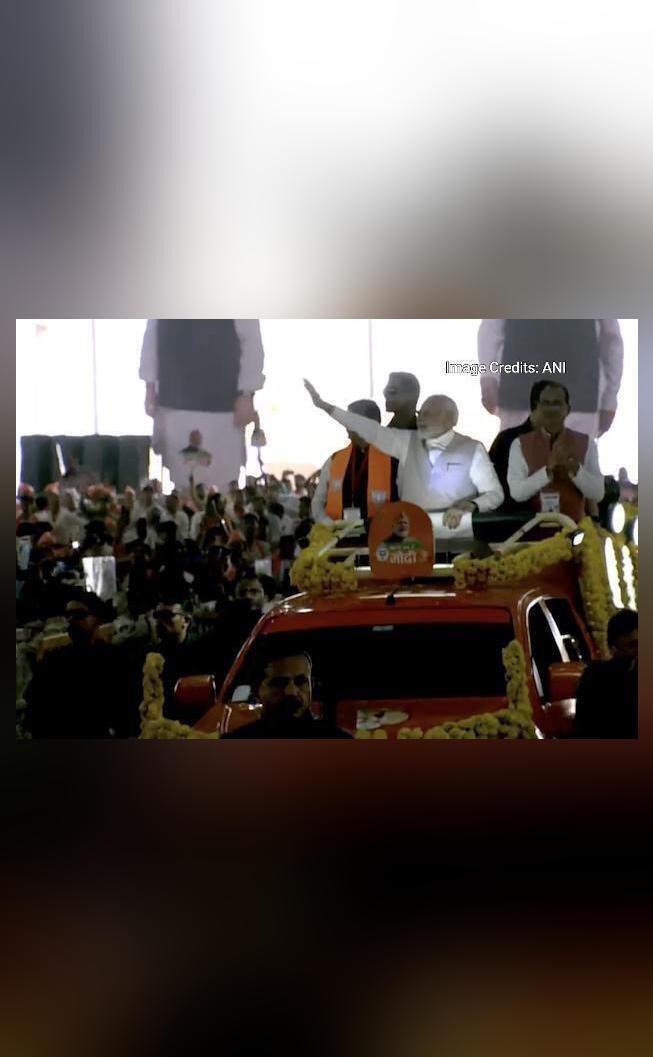 PM Narendra Modi holds rally, waves hands at people in Bhopal