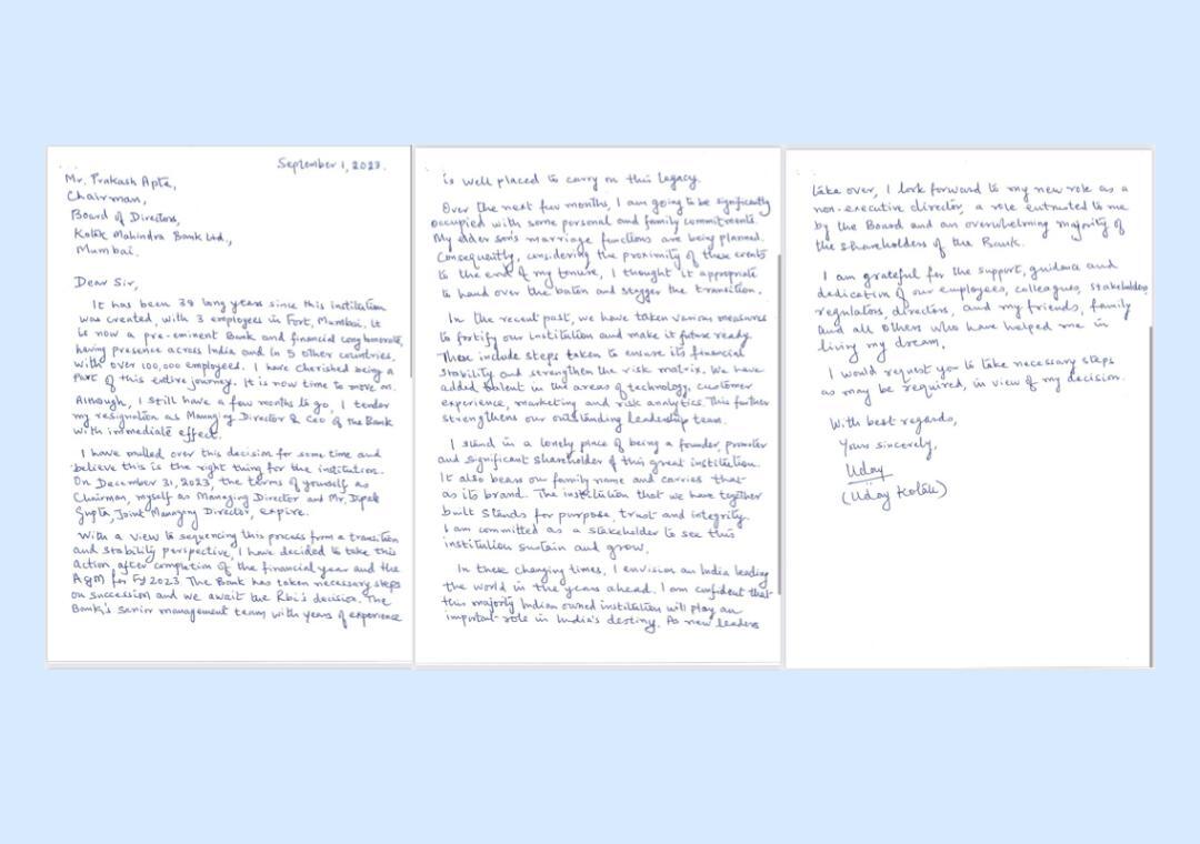 Uday Kotak shares his resignation letter, says 'Son's marriage ...