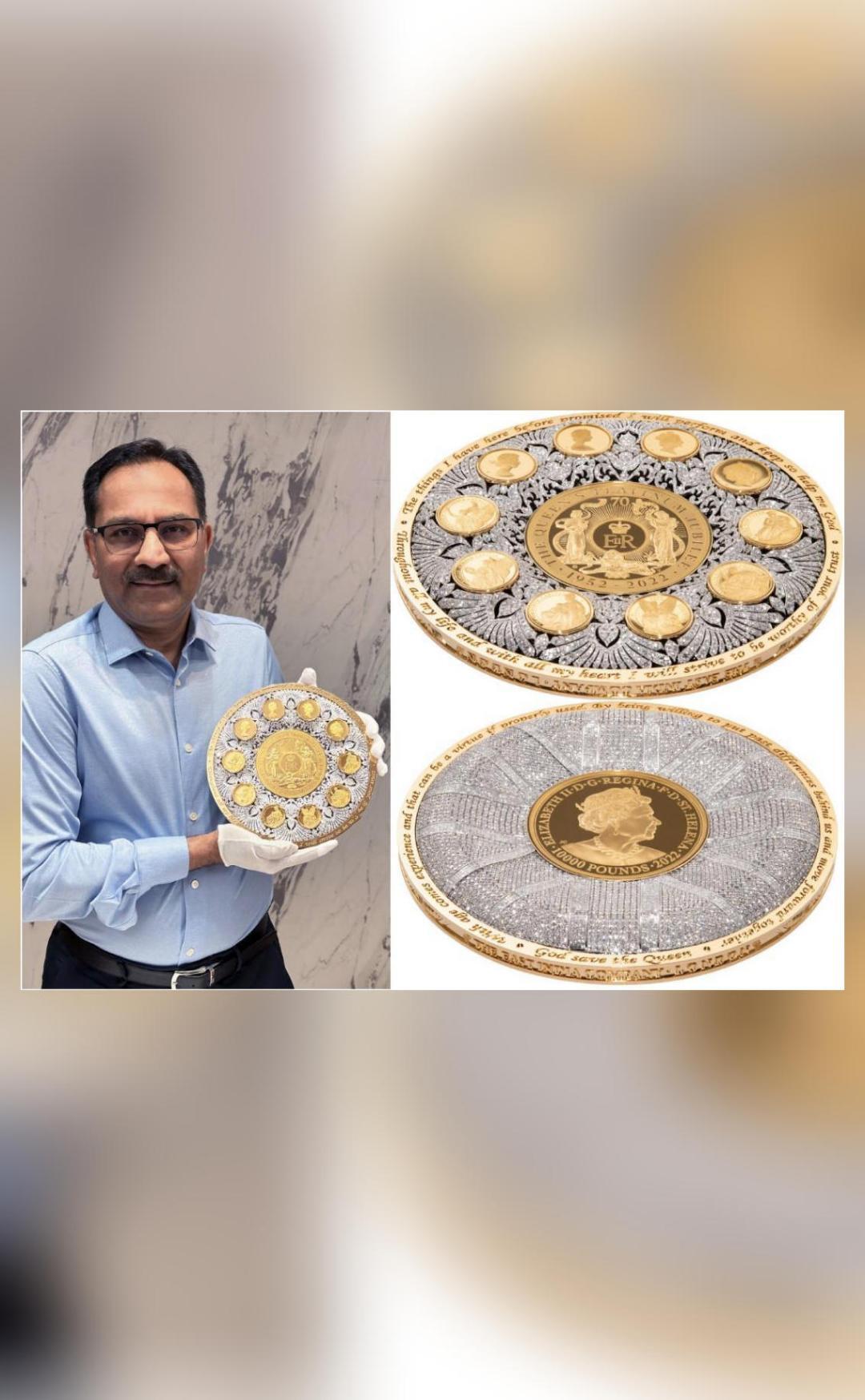 Pics show ₹192 cr coin made with 3.6kg gold, 6,420 diamonds to honour ...