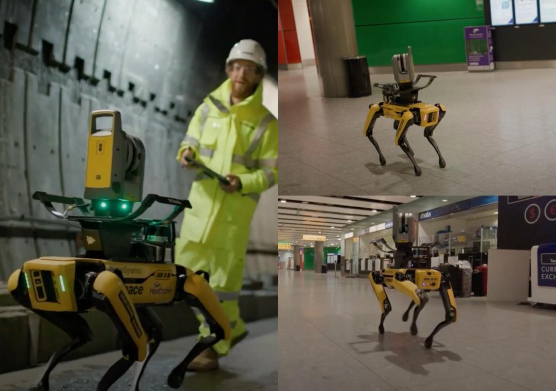Video shows robot dog helping with construction at UK airport