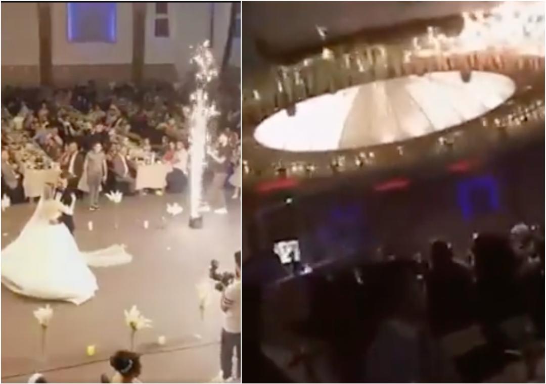 Video shows moment ceiling of wedding hall caught fire in Iraq killing ...
