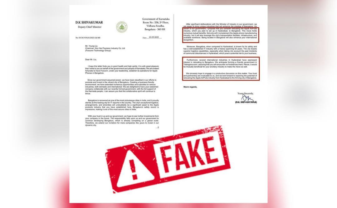 Fake letter by Karnataka DyCM sparks Bangalore-Hyderabad row | Politics ...