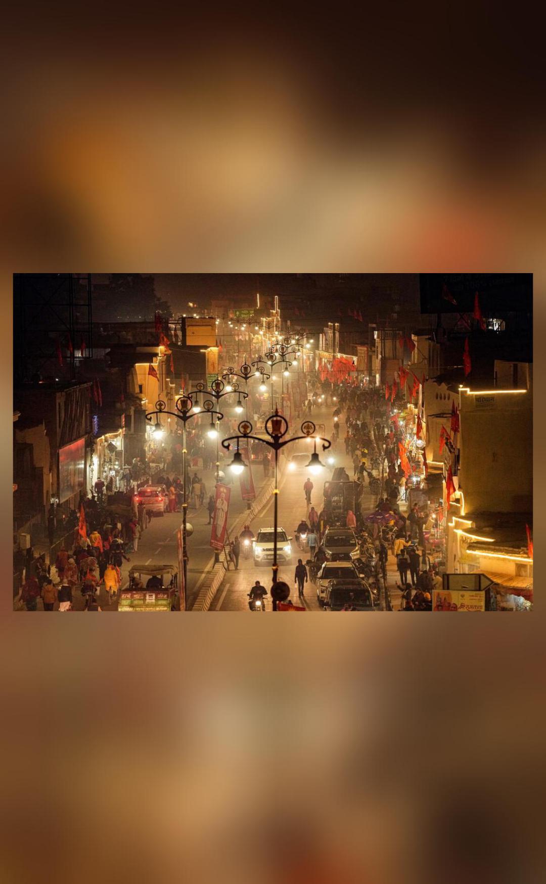 Pic shows Ayodhya's Rampath illuminated with lights for Ram Mandir ...