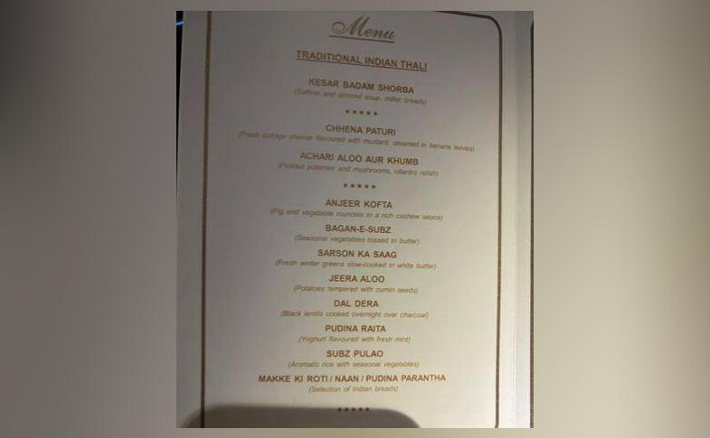 What food items were on India's banquet dinner menu for French ...