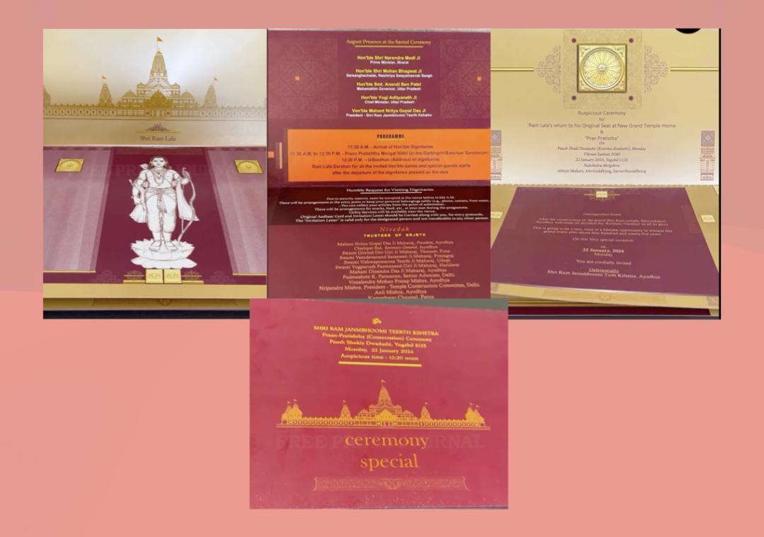 1st pics show Ram Mandir consecration ceremony invitation card ...