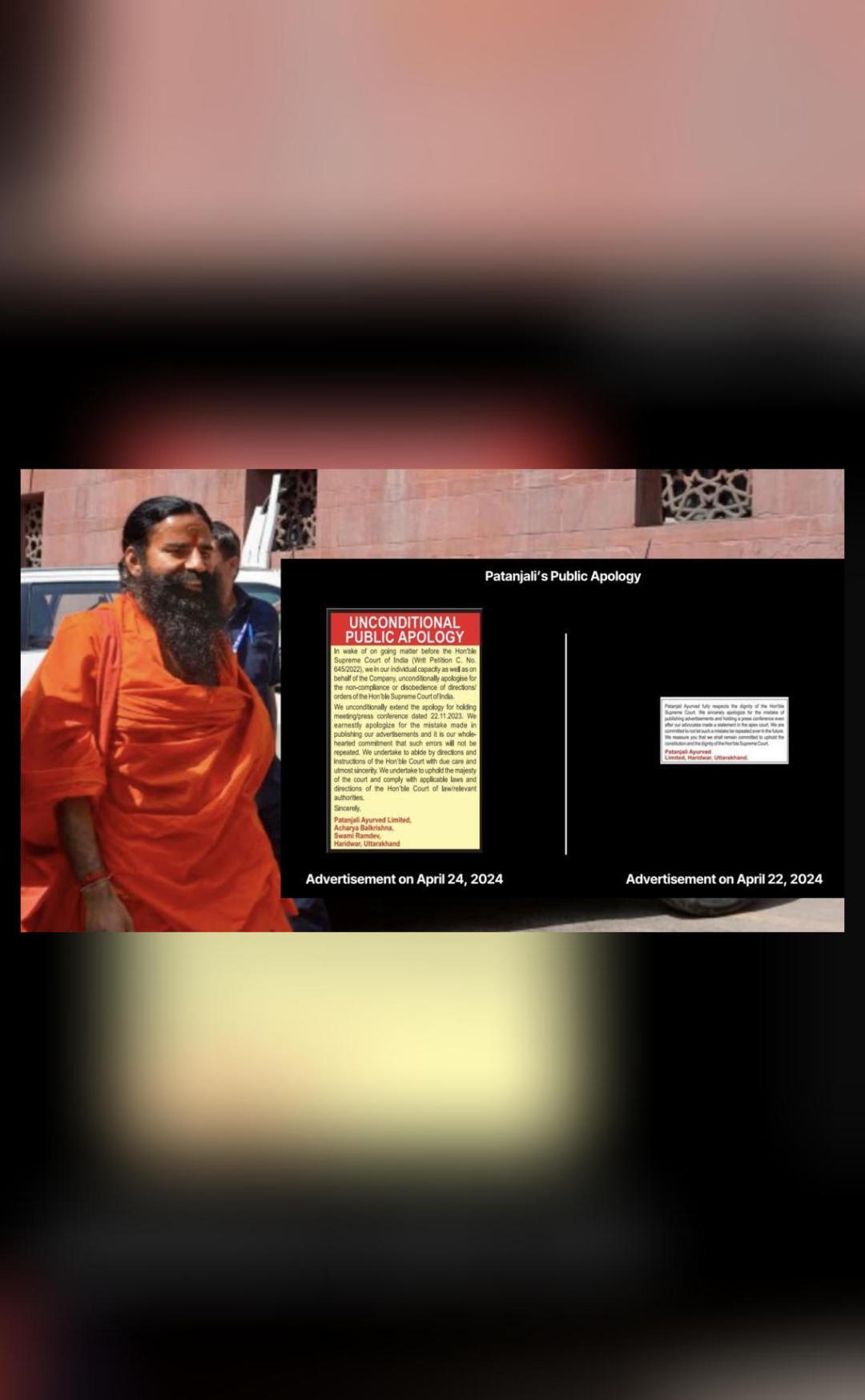Patanjali issues bigger apology in misleading ads case after Supreme ...