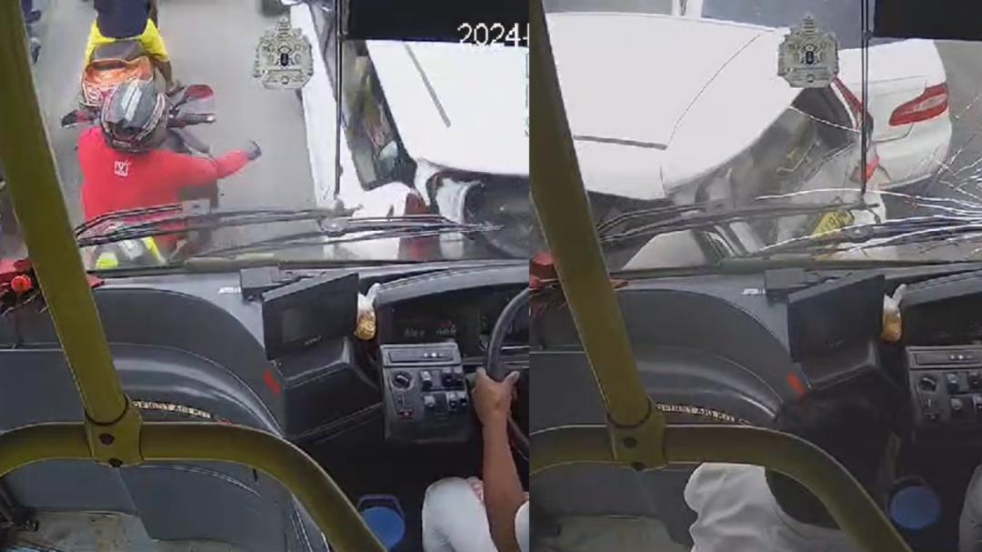 Video shows bus hitting multiple bikes & cars on busy flyover in ...