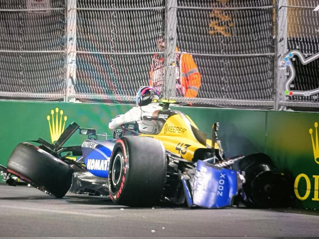 Franco Colapinto in dismay following crash in Las Vegas Grand Prix ...