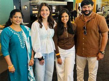 Anushka poses with Nitish Reddy's family after he smashes century ...