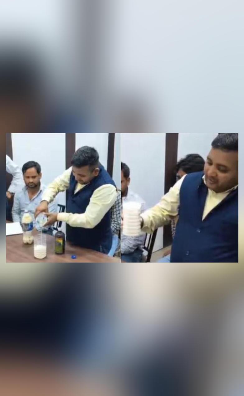 Official shows how trader made 500 litres fake milk with 1-litre ...