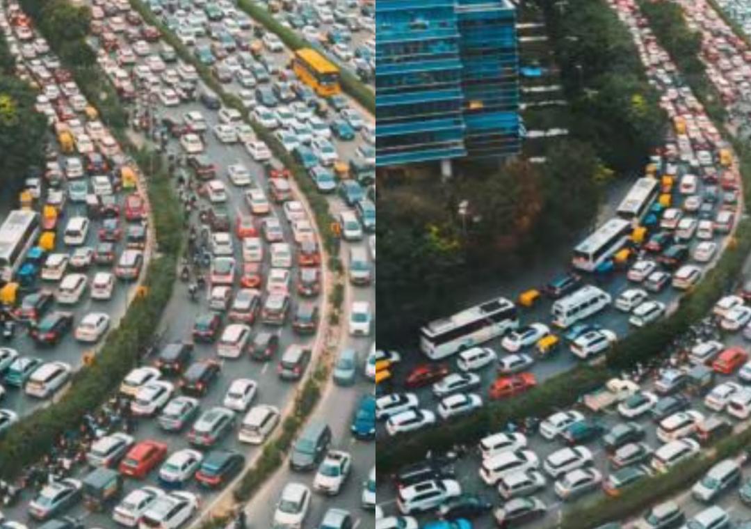 Video shows endless queue of cars stuck in massive traffic jam in Gurugram | National News ...