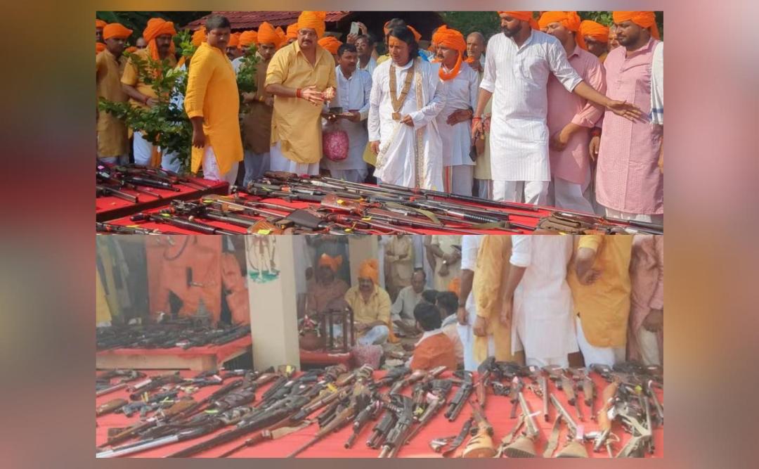 Pics show UP MLA's Dussehra Shastra Puja with over 200 weapons ...