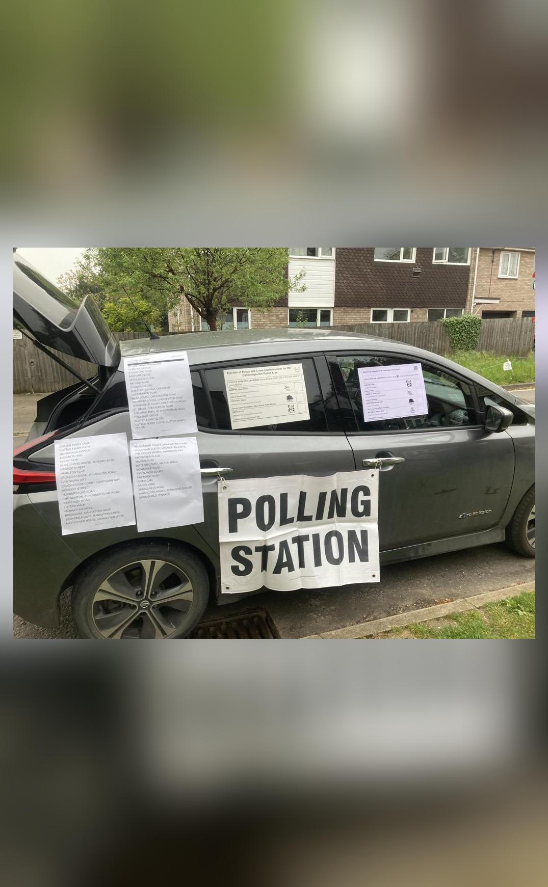 Pic shows polling station in a car in UK | World News | Inshorts